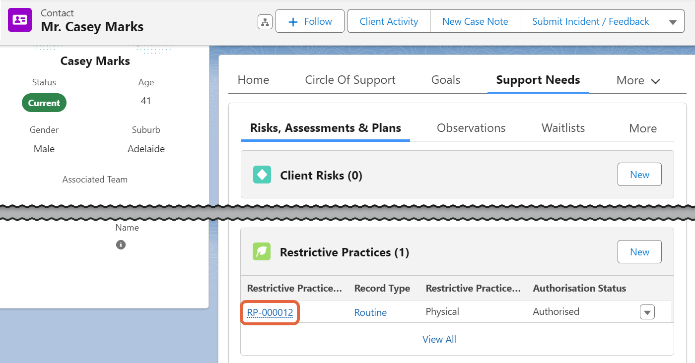 Record an exception or variation to a routine restrictive practice ...